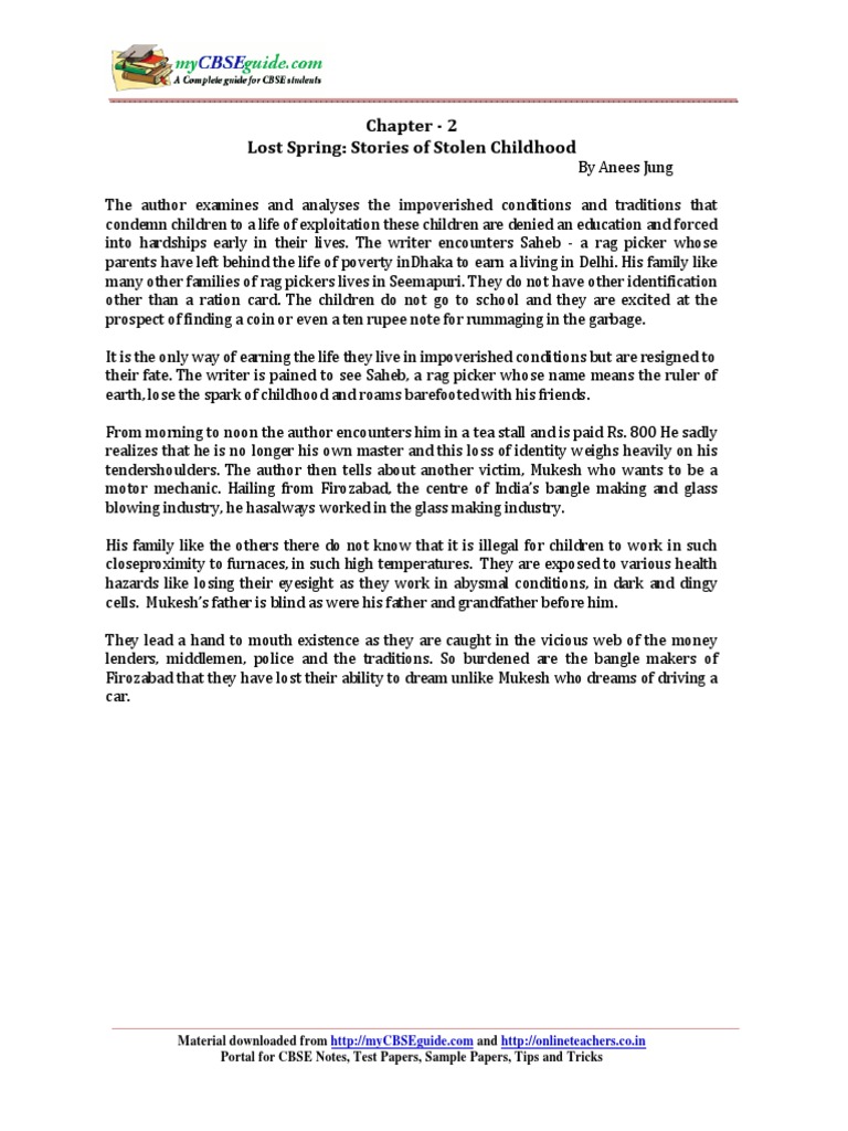 Chapter - 2 Lost Spring: Stories of Stolen Childhood | PDF