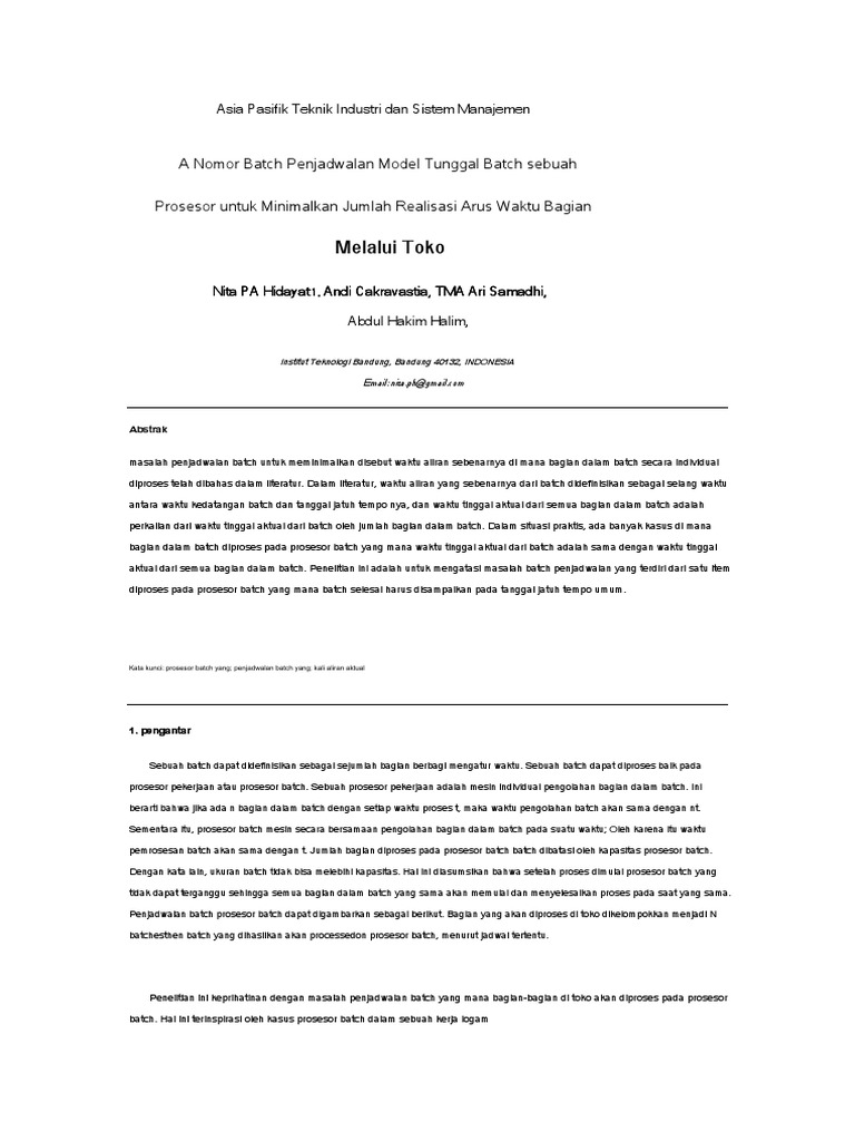 A Single Item Batch Scheduling Model On A Batch Processor To Minimize Total Actual Flow Time Of