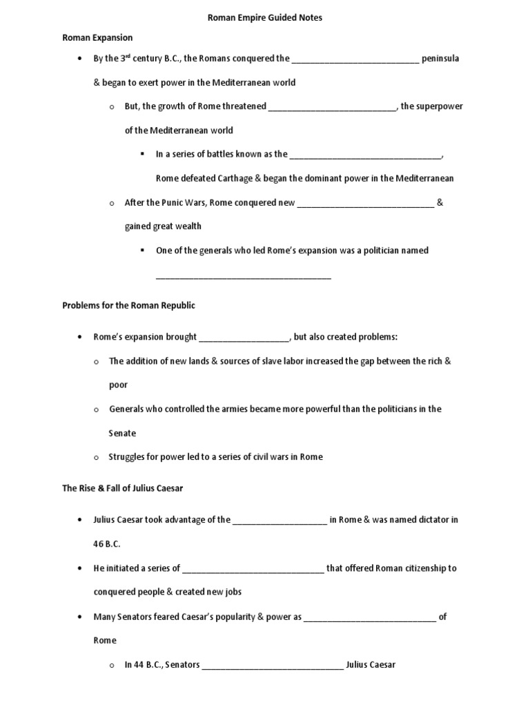 Roman Empire Guided Notes | PDF | Ancient Rome | Roman Empire