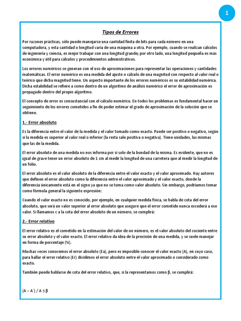 Error de Redondeo, Truncamiento y Estabilidad de Método | Descargar ...