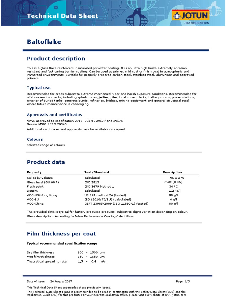 Technical Data Sheet for Baltoflake, a Glass Flake Reinforced ...