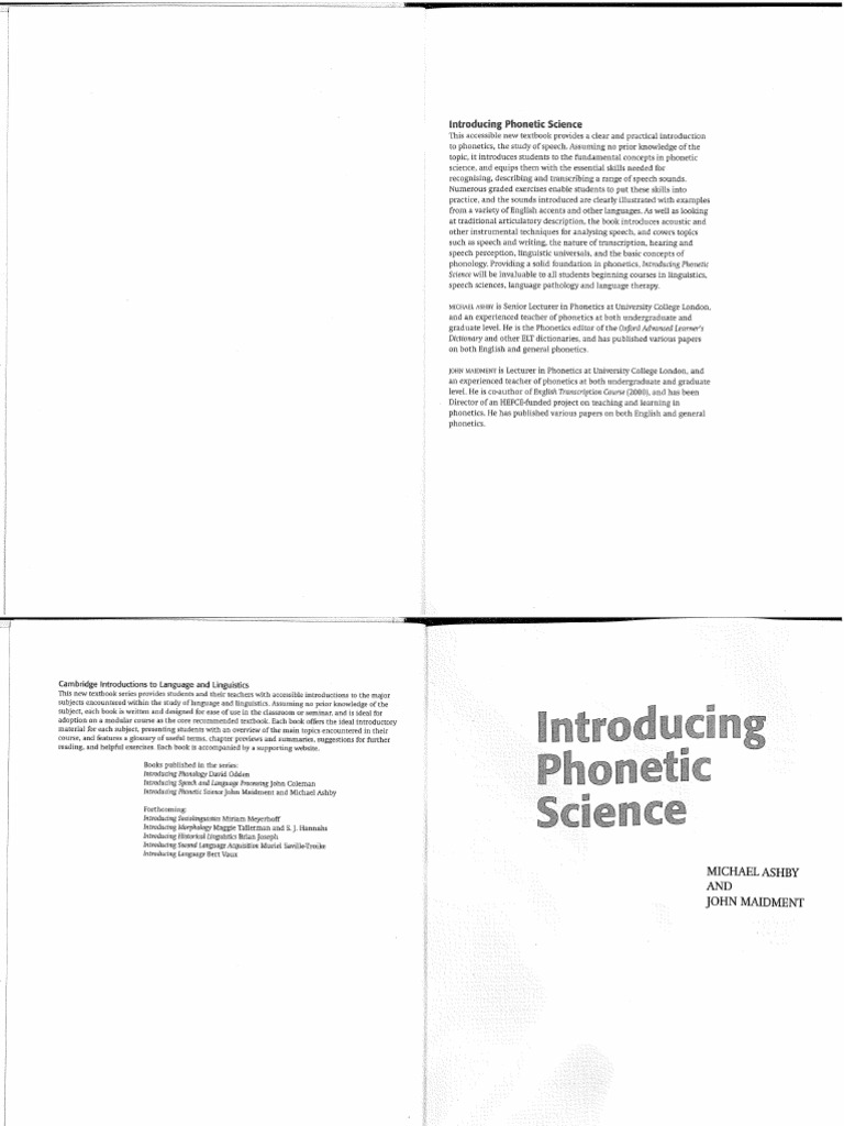 Michael Ashby, John Maidment-Introducing Phonetic Science (Cambridge ...