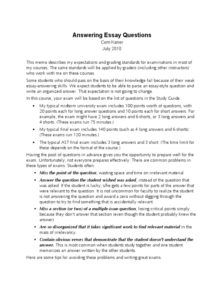 Question And Answer Format Essay