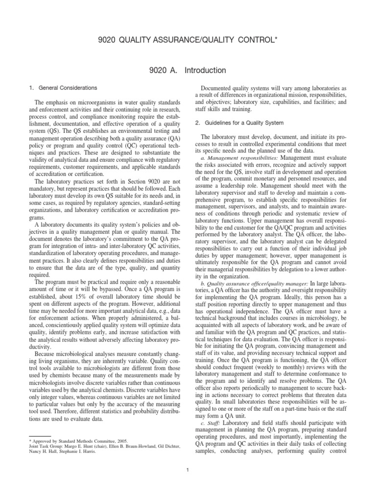 SM 9020 | PDF | Quality Assurance | Laboratories
