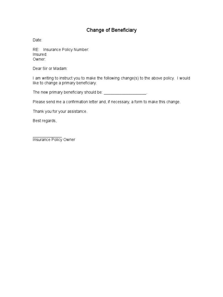 Change of Beneficiary | PDF