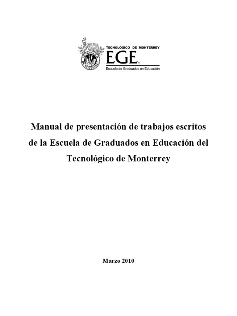 MANUAL EGE para La Presentación de Trab Escritos ITEM | PDF | Computadoras