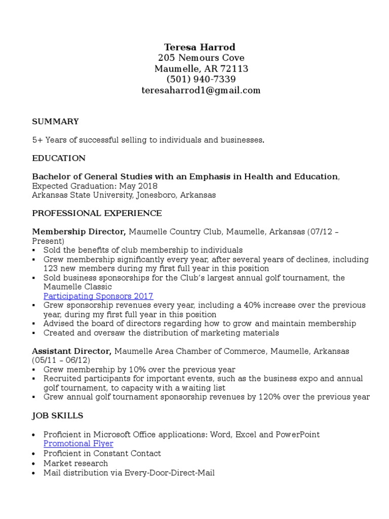 Teresa Harrod Resume Asu | PDF | Career & Growth