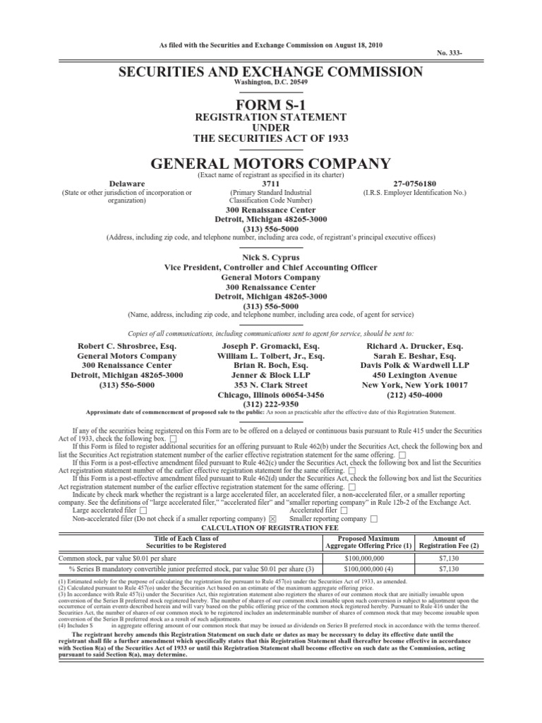 GMS 1 | PDF | General Motors | Initial Public Offering