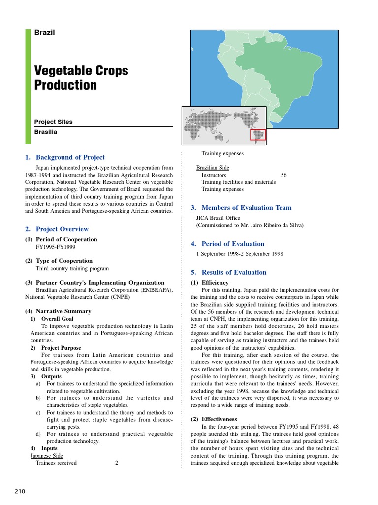 Vegetable Crops Production: Brazil | PDF | Agriculture | Sustainability