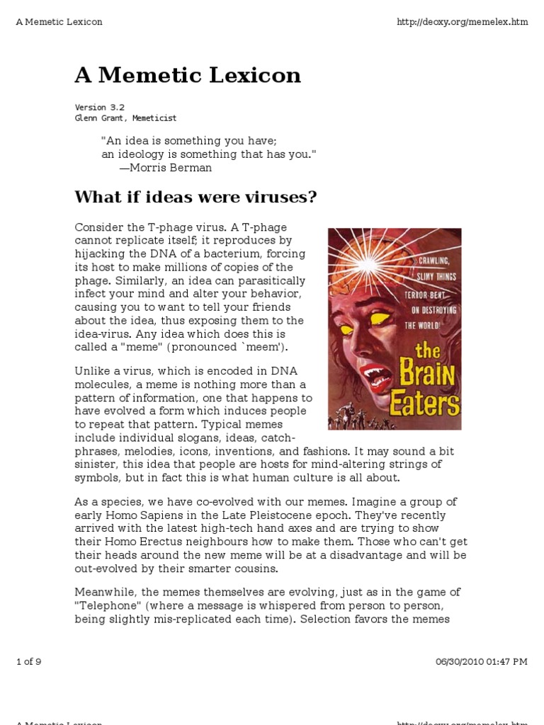 A Memetic Lexicon | PDF | Meme | Evolution