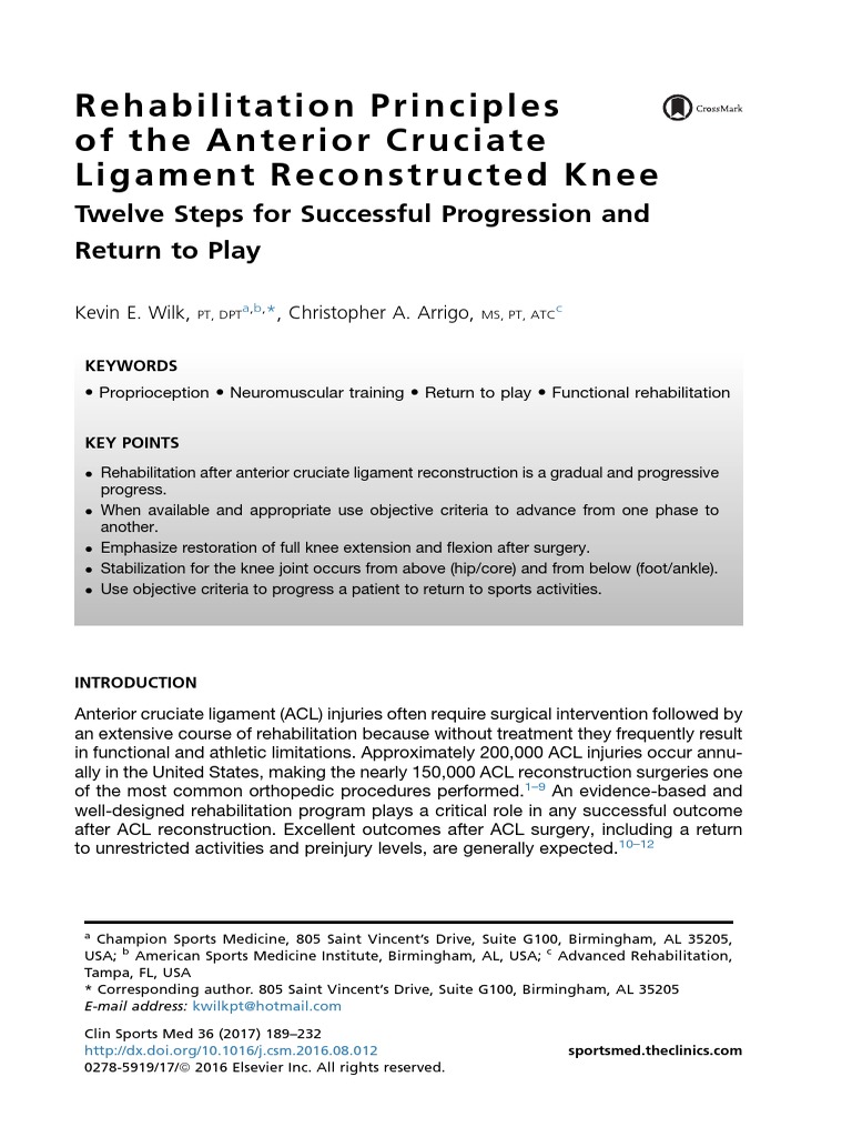 Rehabilitacion LCA | PDF | Knee | Anatomical Terms Of Motion