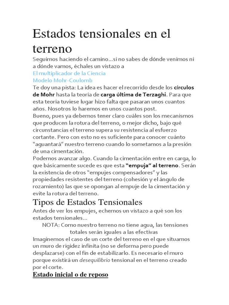 Estados Tensionales en El Terreno | PDF | Fundación (Ingeniería) | Estrés (Mecánica)