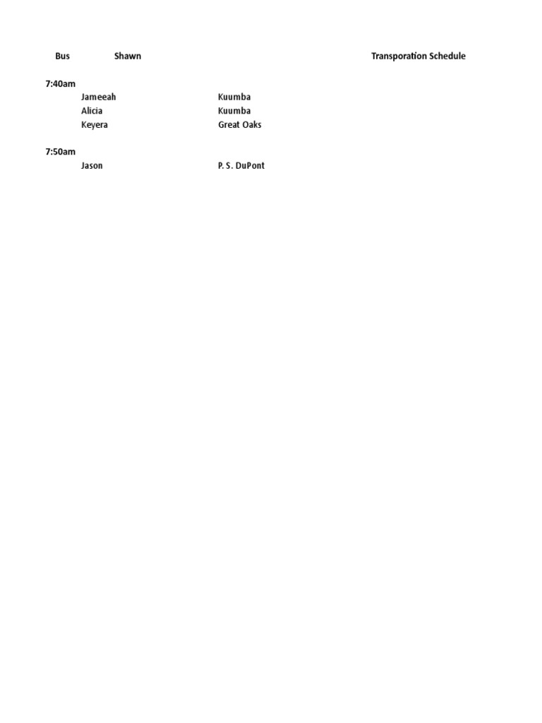 BGC Transportation Schedule | PDF