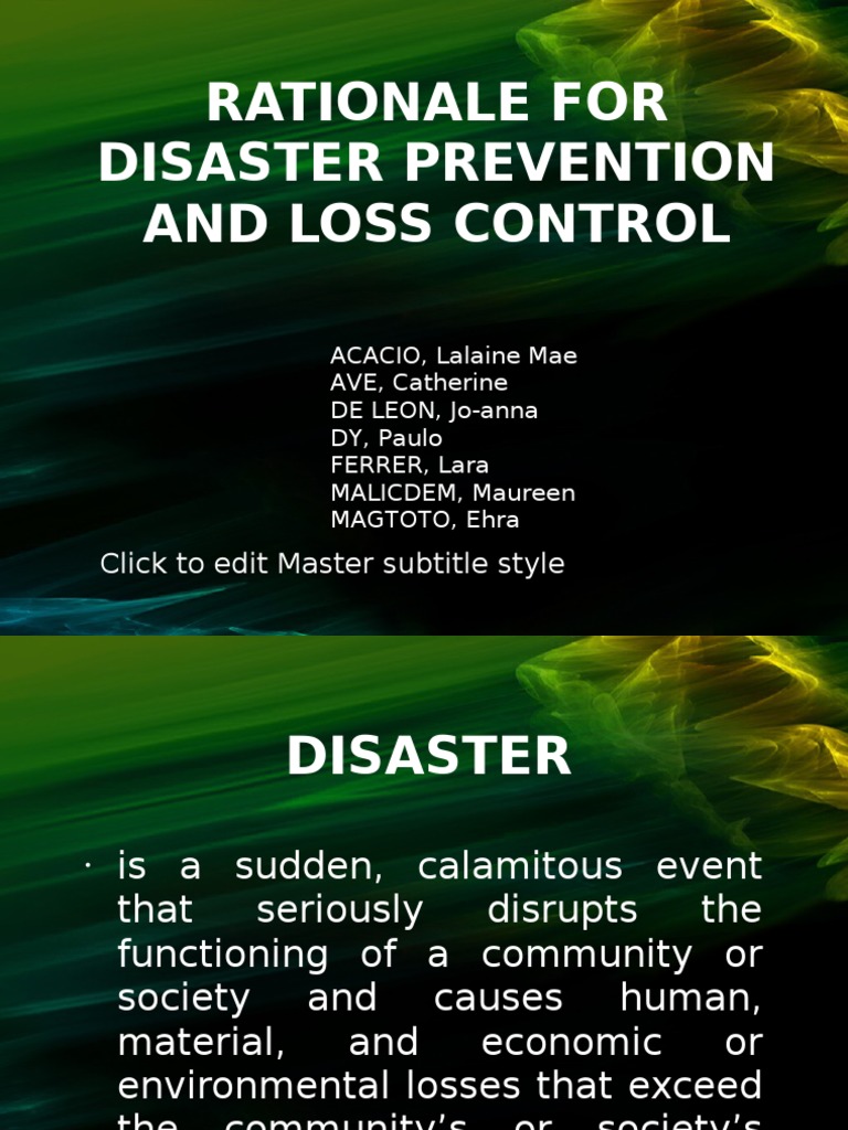Rationale for Disaster Prevention and Loss Control | Emergency ...
