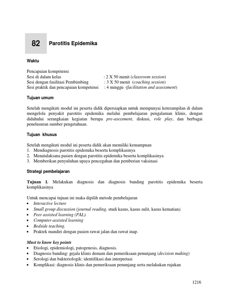 Tatalaksana Parotitis Epidemika PDF | PDF