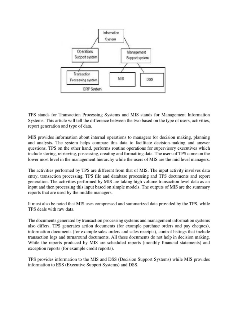 Difference Betn TPS and MIS | PDF