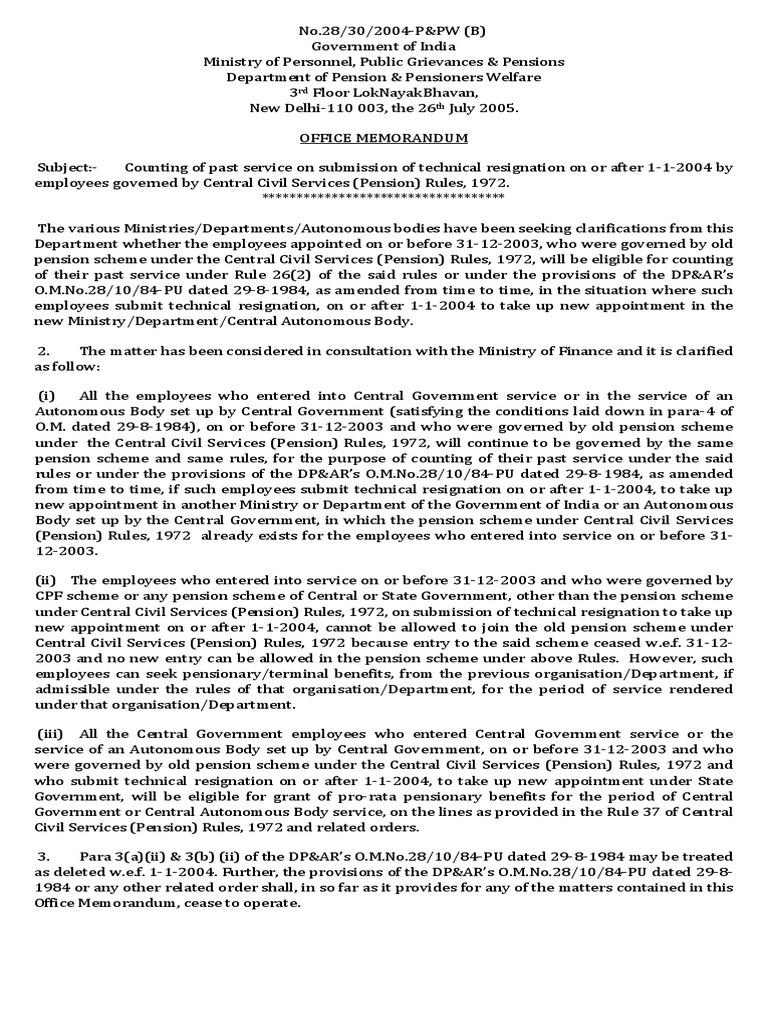 Past Service Count Rules | PDF | Pension | Welfare