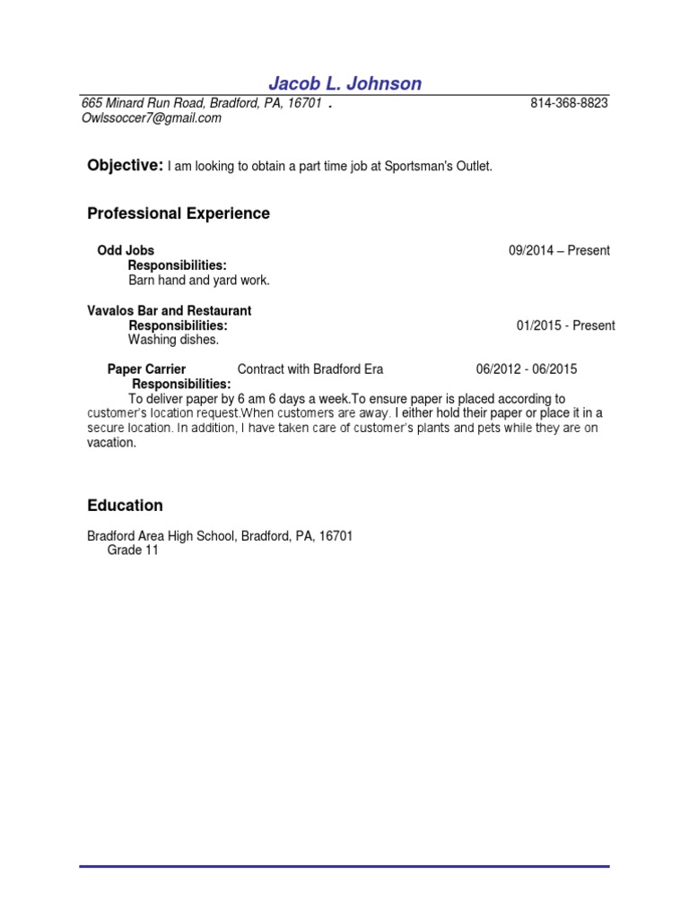 Jacob Resume School | PDF