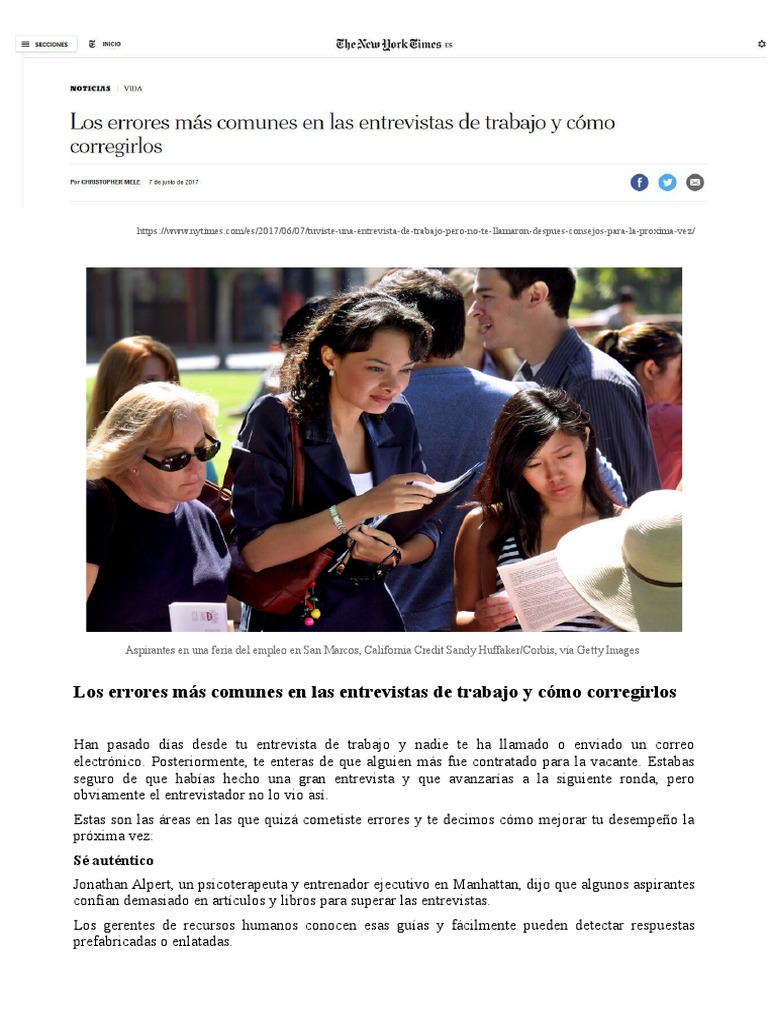 Los Errores Más Comunes en Las Entrevistas de Trabajo y Cómo ...