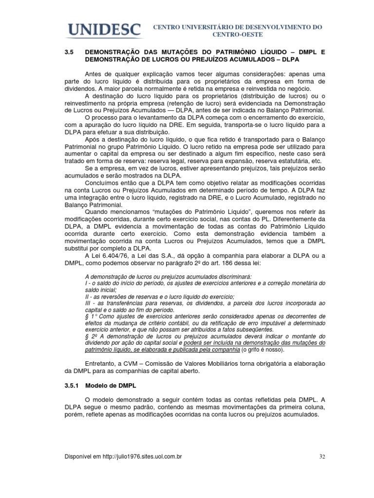 DMPL e DLPA | PDF | Dividendo | Capital próprio (finanças)