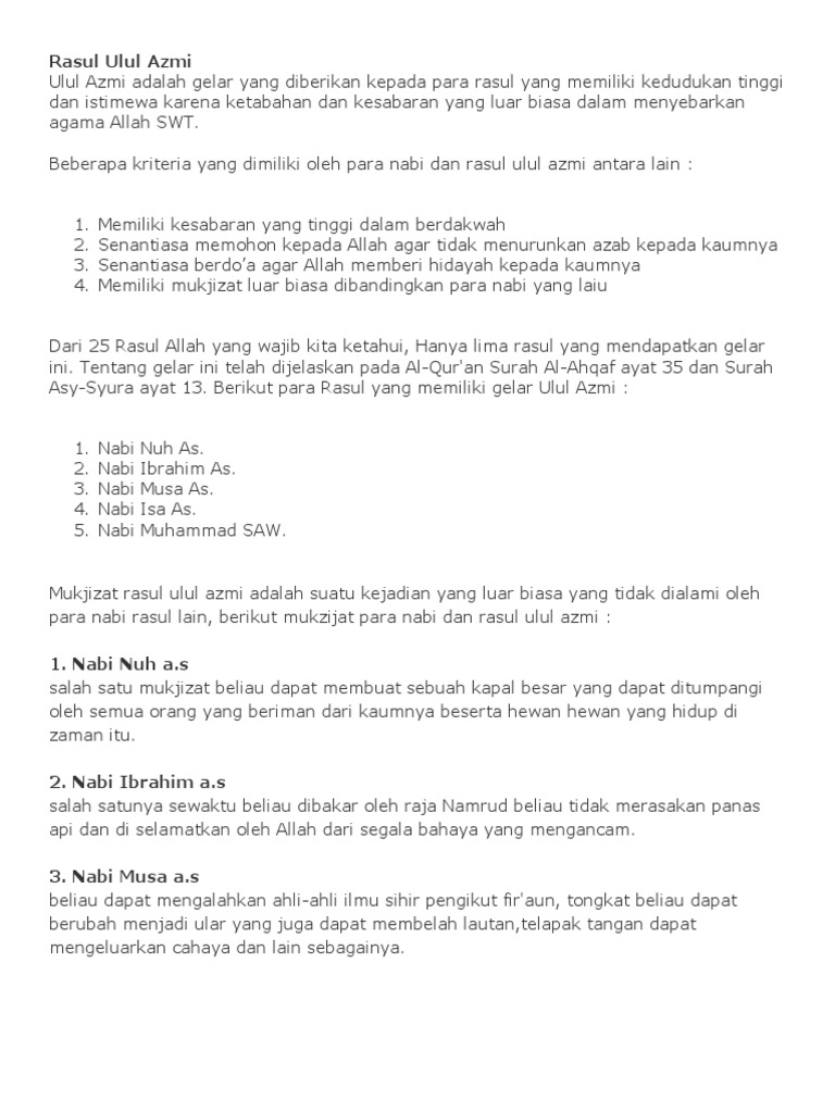 Rasul Ulul Azmi | PDF