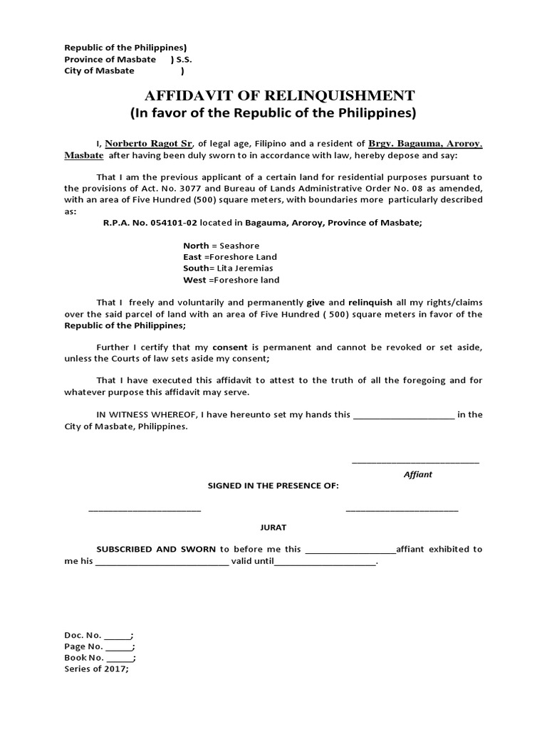Affidavit of Relinquisment | PDF