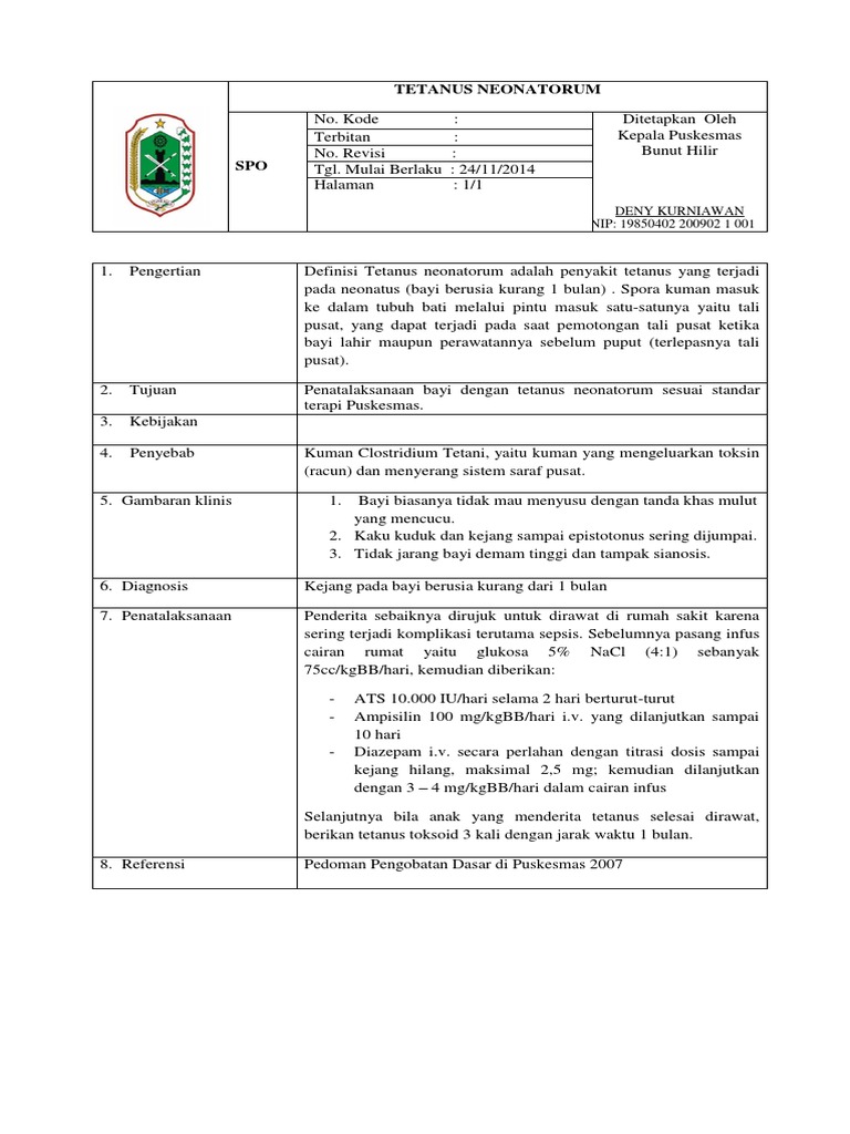 Penatalaksanaan Tetanus Neonatorum | PDF