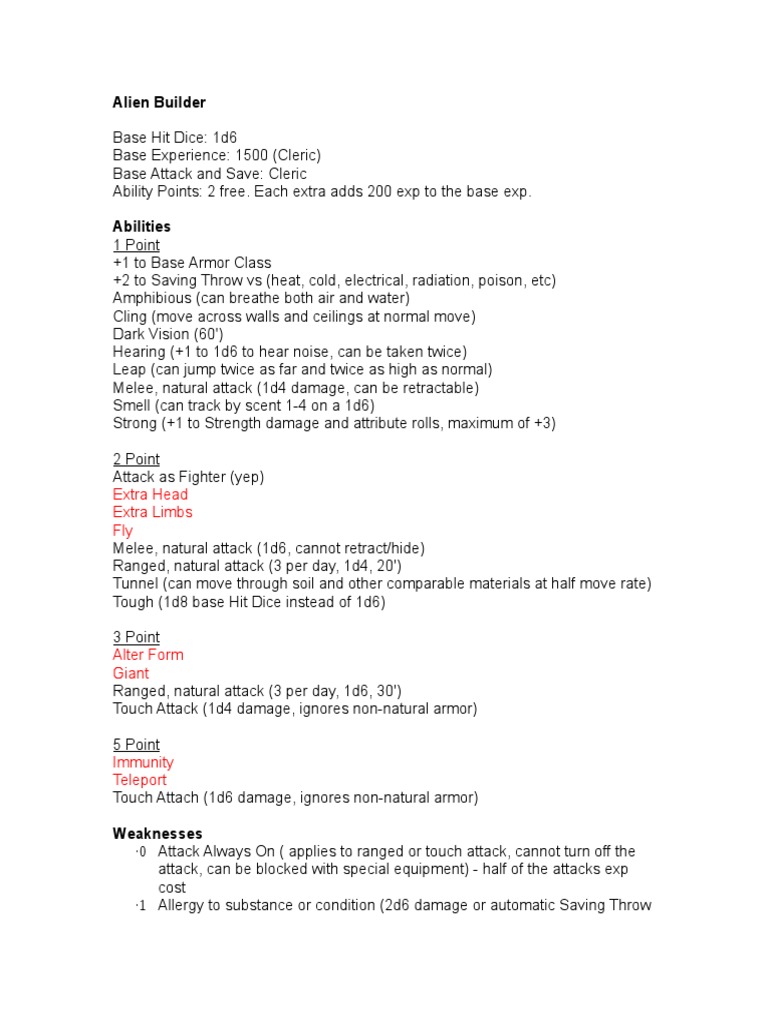 Alien Builder: Extra Head Extra Limbs Fly | PDF | Role Playing Games ...