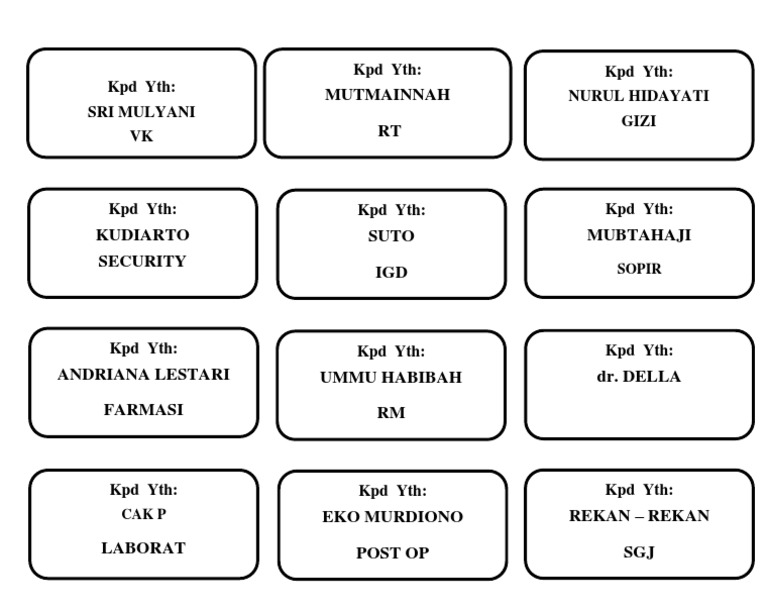 List of staff names from various departments at a hospital | PDF