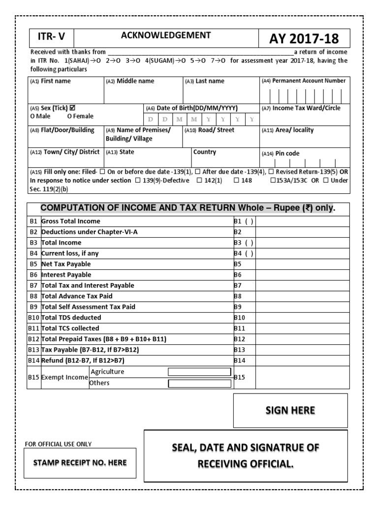 Itr-V: Acknowledgement | PDF | Taxation | Payments