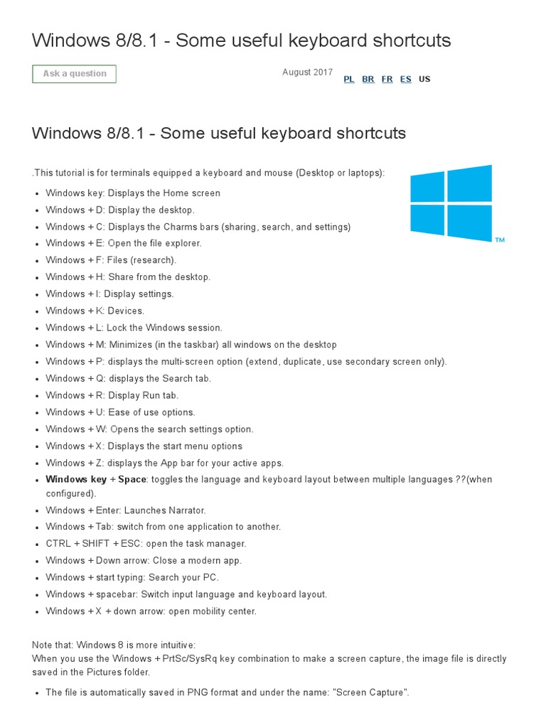 Windows 8 - 8 Shortcut | PDF