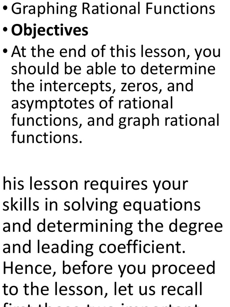 Graphing Rational Functions Guide | PDF | Asymptote | Polynomial