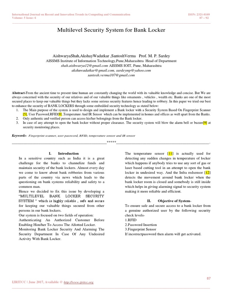Multilevel Security System For Bank Locker | PDF | Computing ... Multilevel Security System For Bank Locker | PDF | Computing ...