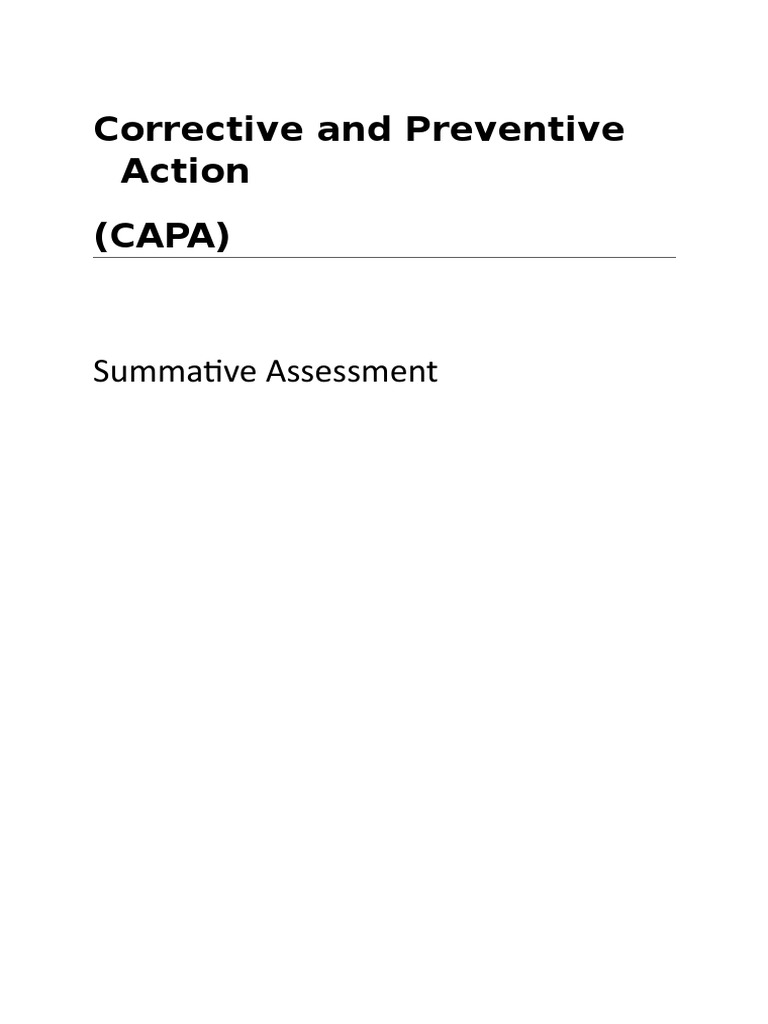 SUmmative Assessment - CAPA | PDF | Iso 9000 | Business