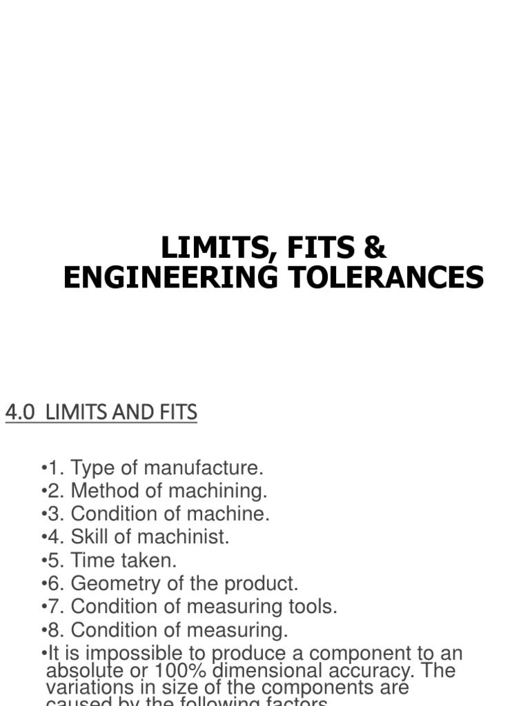 Limits Fits and Tolerances Ppt | Engineering Tolerance | Industries