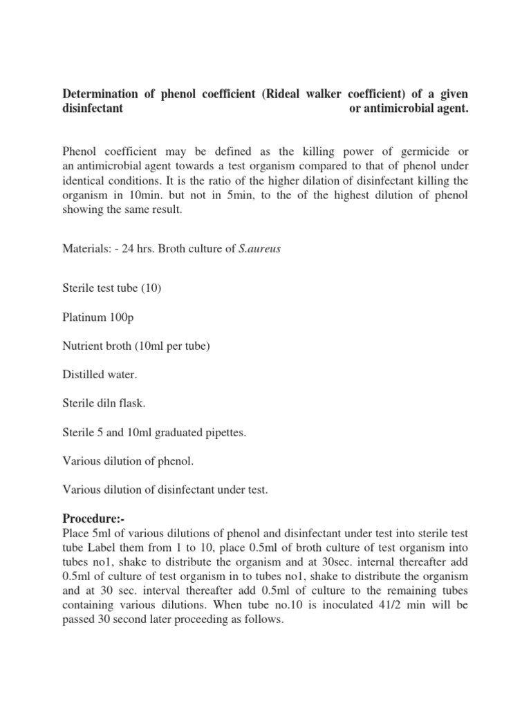 Rideal Walker Coefficient | PDF | Wellness