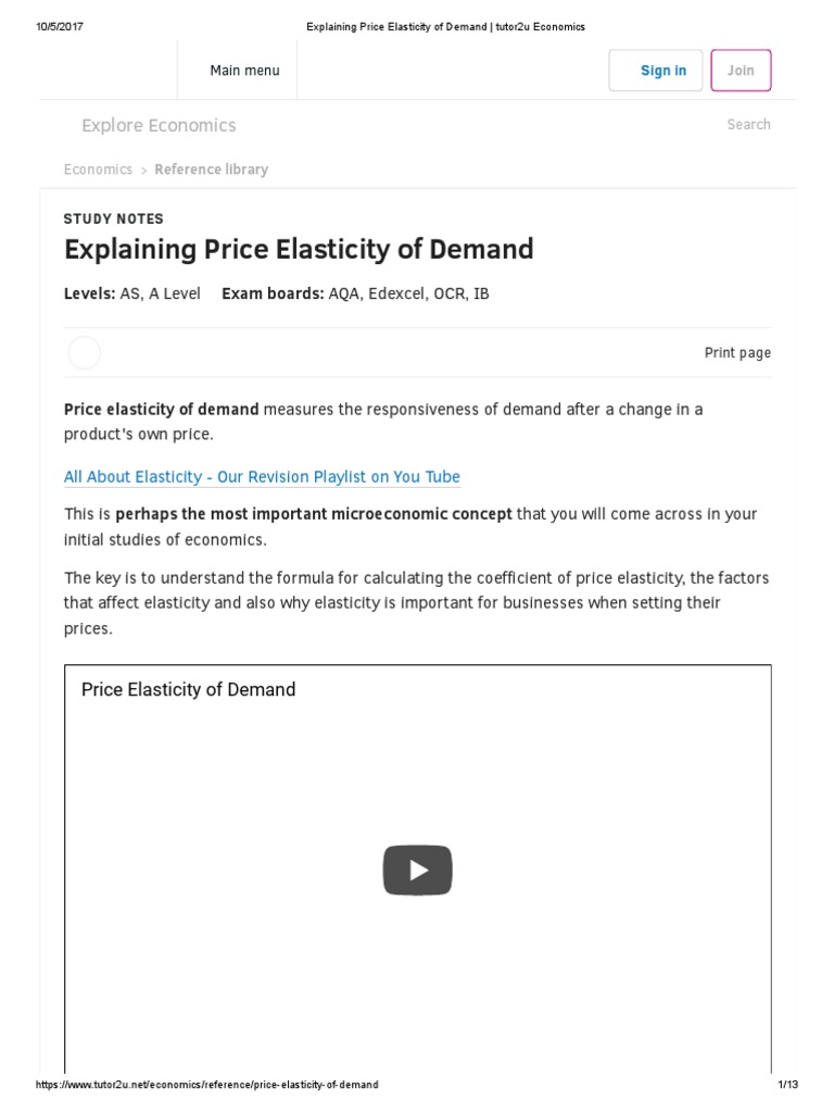 Explaining Price Elasticity of Demand | PDF | Demand | Price Elasticity ...