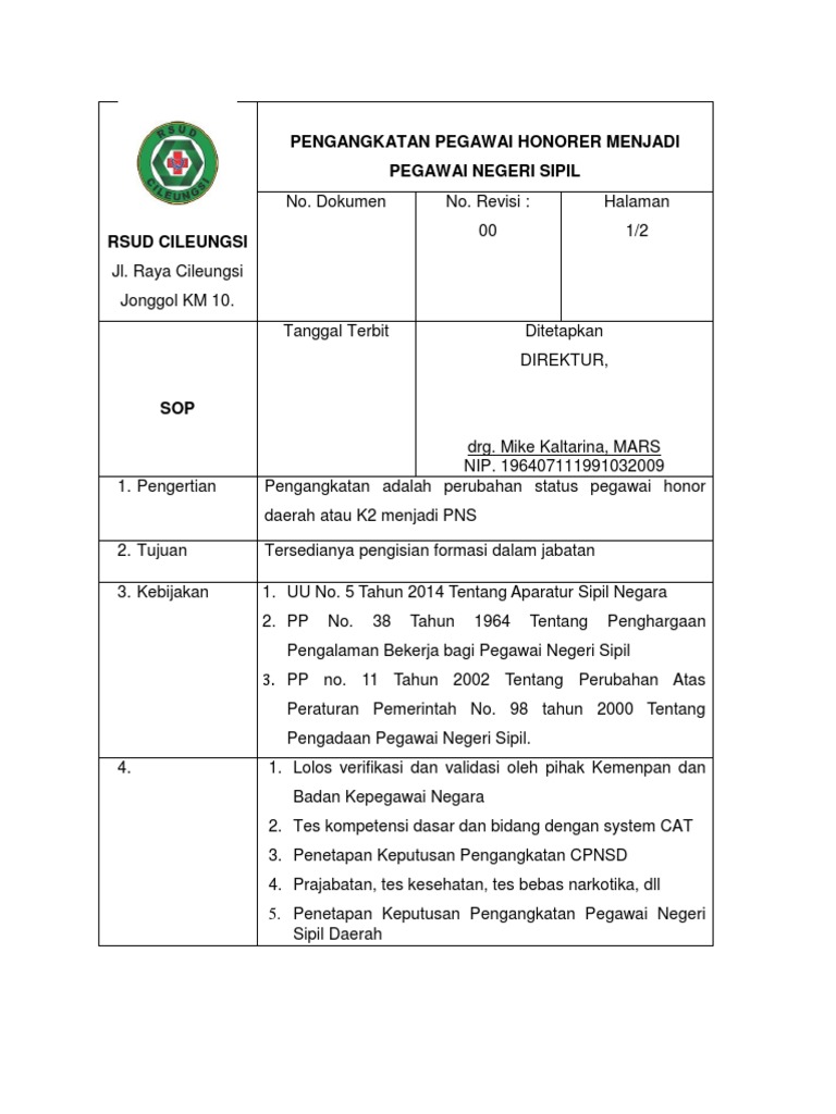 Sop Pengangkatan | PDF