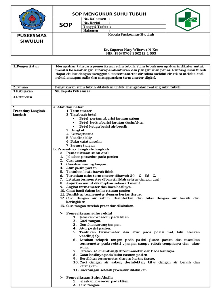 SOP Mengukur Suhu | PDF