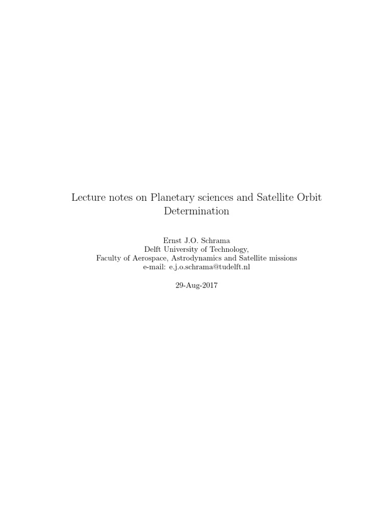 Lecture Notes On Planetary Sciences and Orbit Determination | PDF ...