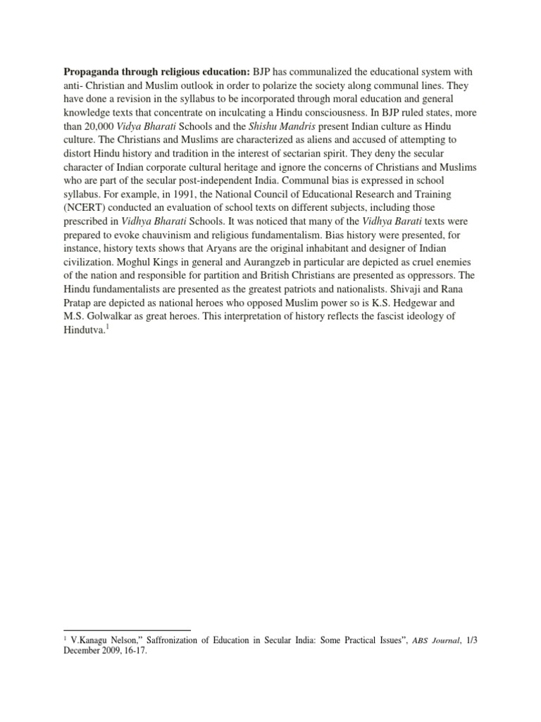 Propaganda Through Religious Education | PDF