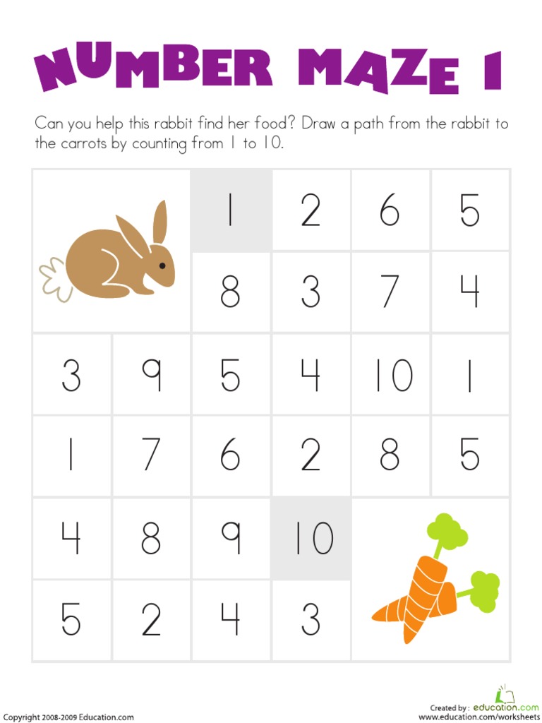 Number Maze Rabbit Kindergarten