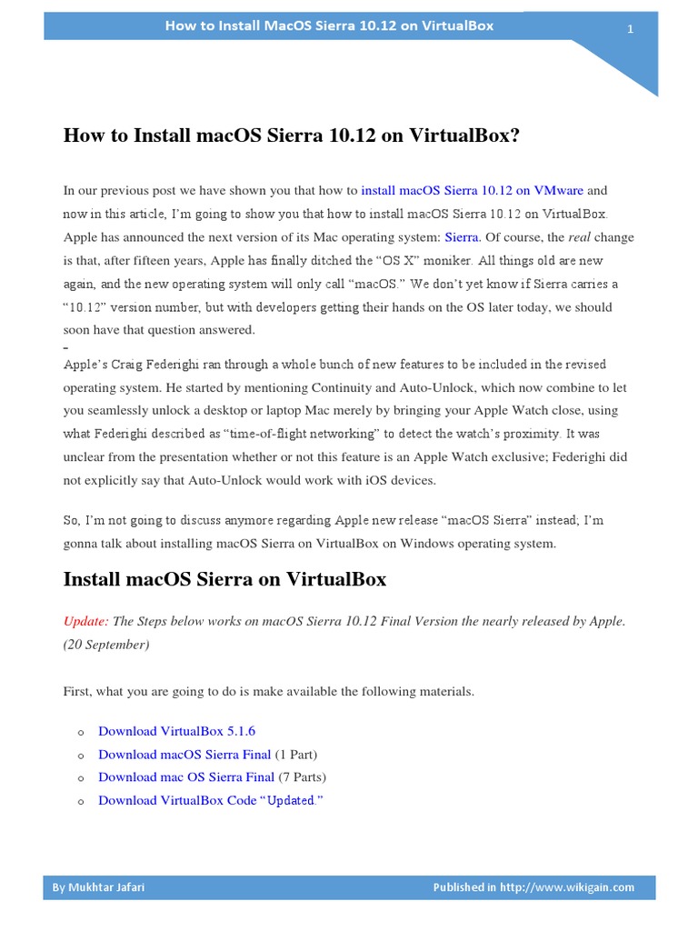 How To Install macOS Sierra 10.12 On VirtualBox | PDF | Mac Os ...
