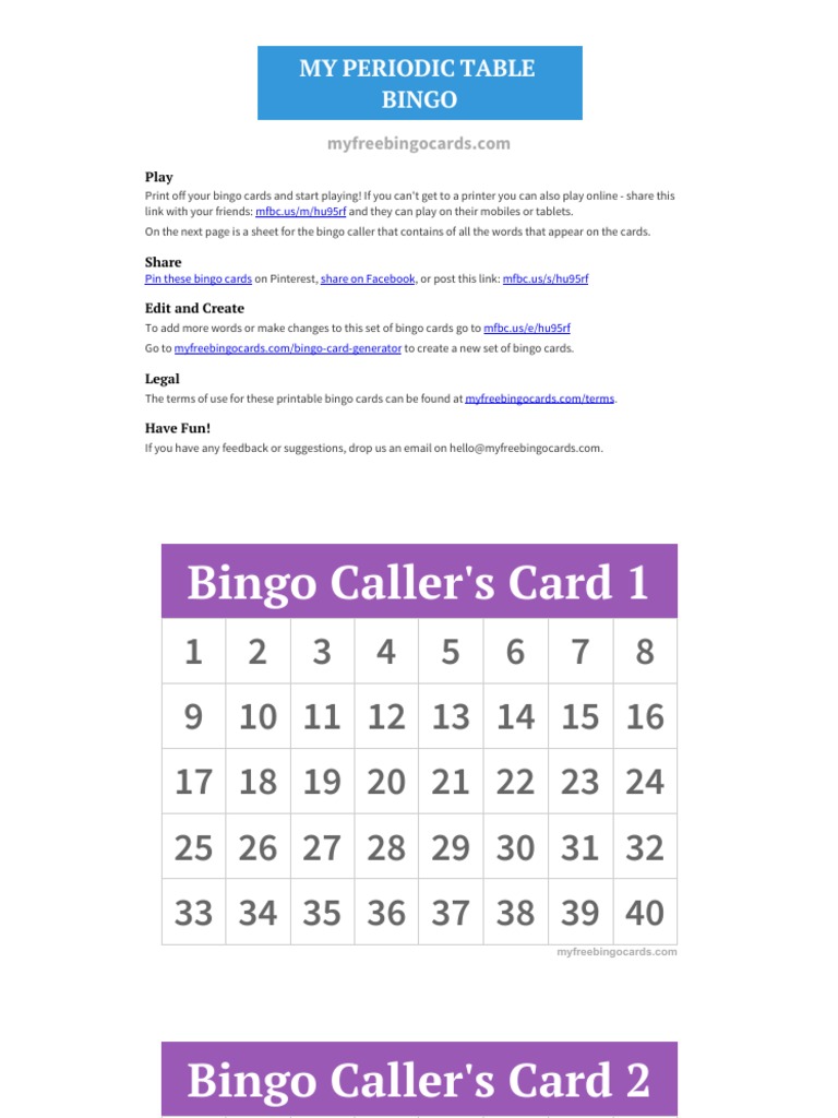 My Periodic Table Bingo | PDF | Media Technology