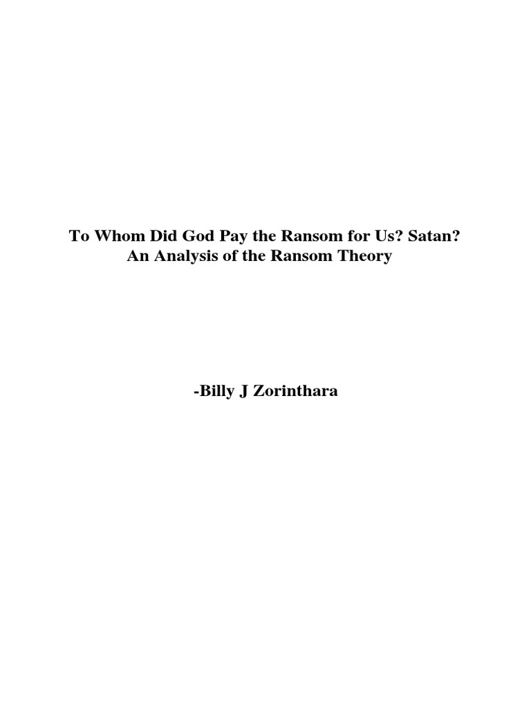 Ransom Theory | PDF | Atonement In Christianity | Redemption (Theology)