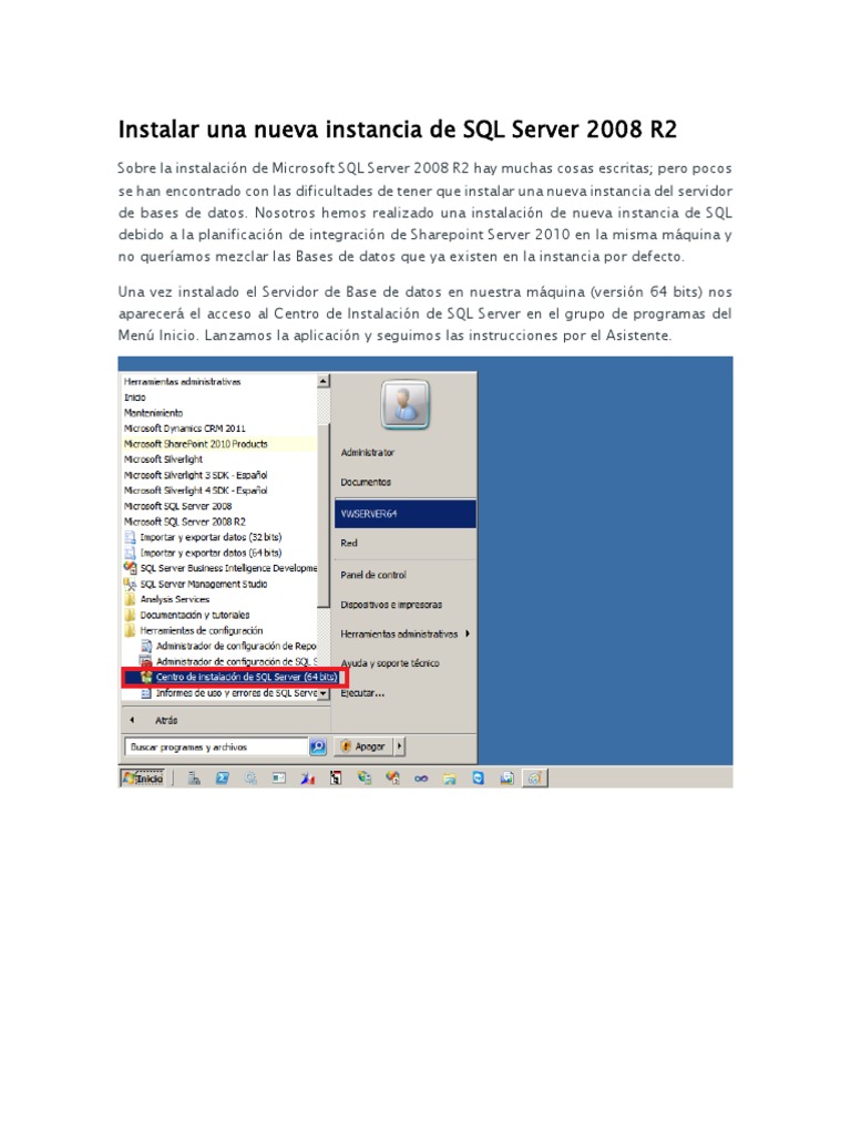 Instalar Una Nueva Instancia de SQL Server 2008 R2 | Servidor SQL de ...