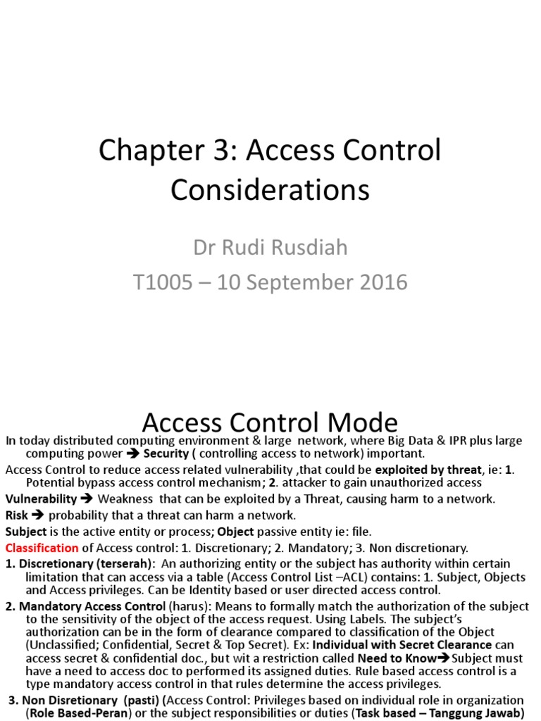 Chapter 3 Access Control Consideration 19 Mar 2016 | PDF | Relational Database | Radius