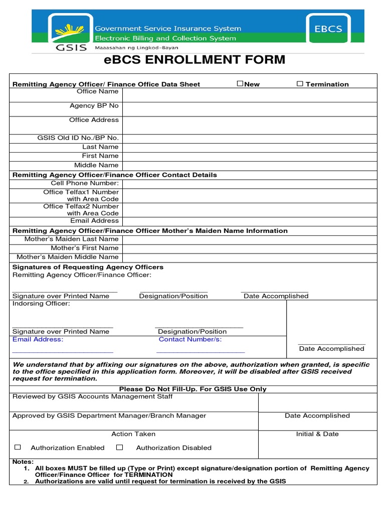 Ebcs Enrollment Form | PDF