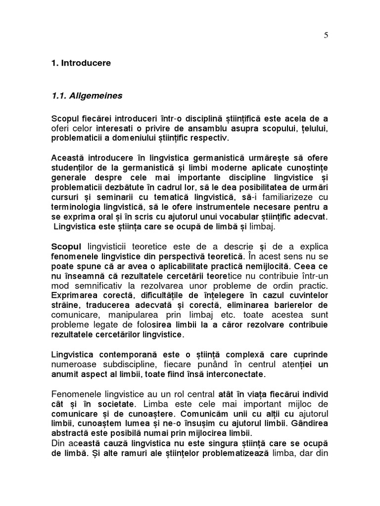 Lingvistica Germana - Text in Romana