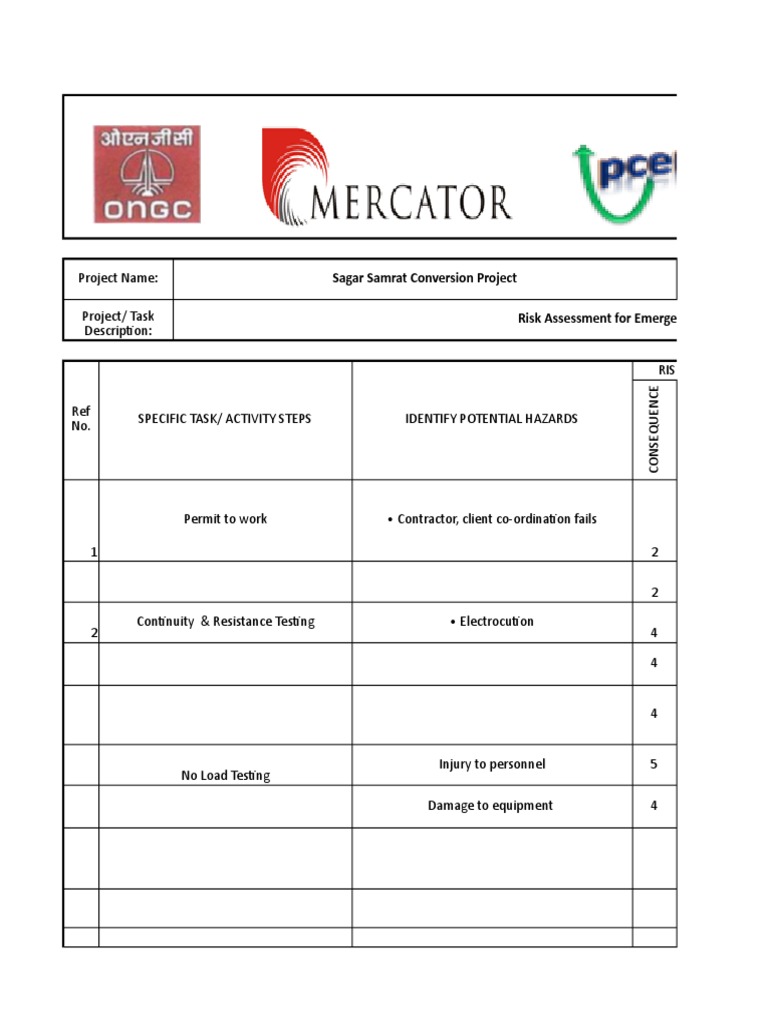 ARA - For Emergency Diesel Generator | PDF | Risk Assessment | Personal ...